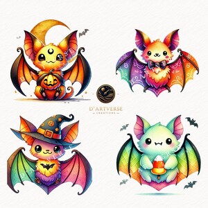Cute Halloween Bat Clipart Watercolor Night Creature PNG Funny Bat ...