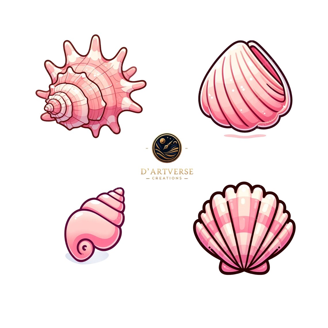 Pink Seashell Clipart Watercolor Shells Graphics Ocean Shell PNG Beach ...