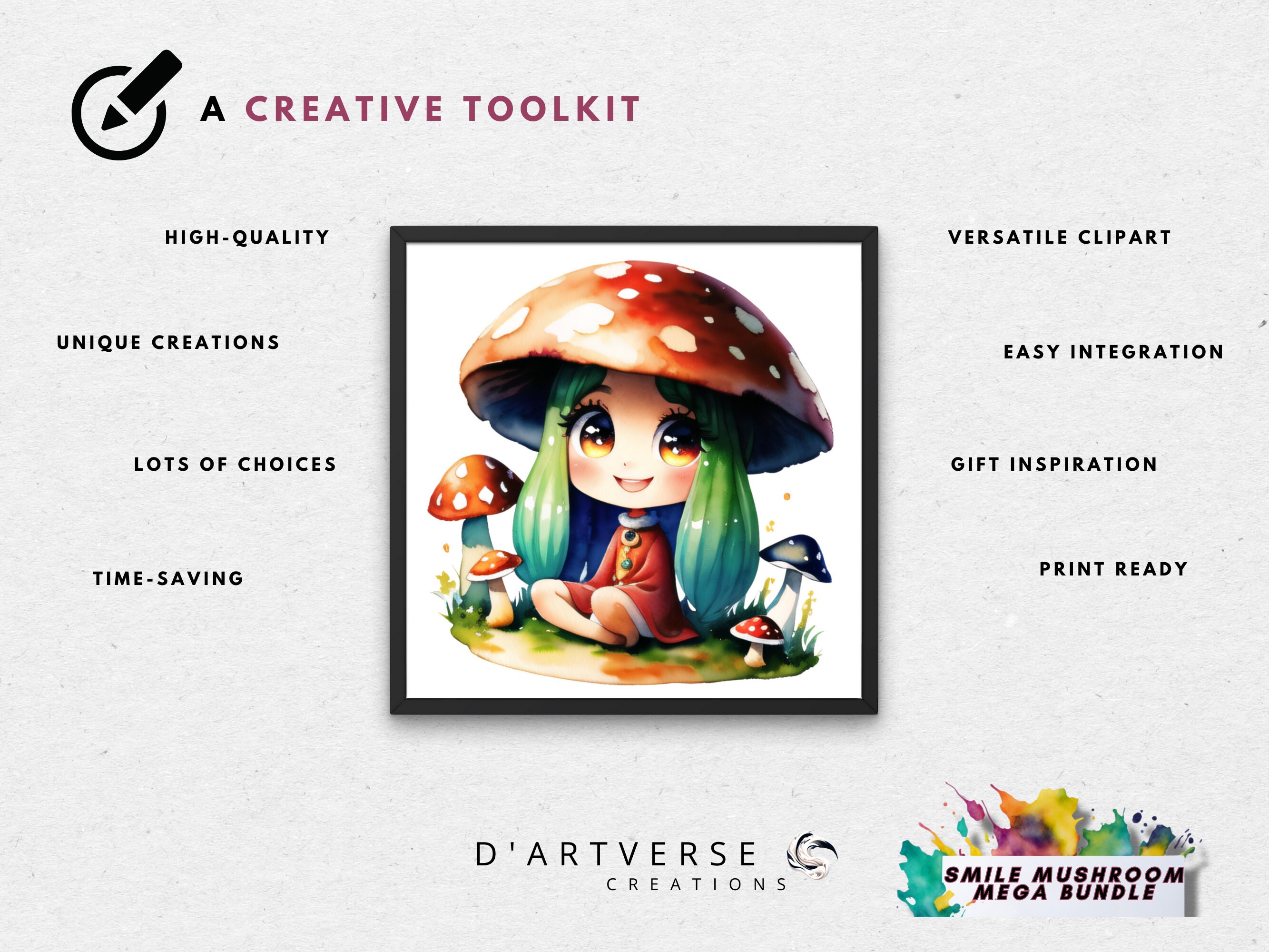 Mushroom Watercolor Clipart Mega Bundle Cute Mushroom Magical Clipart ...