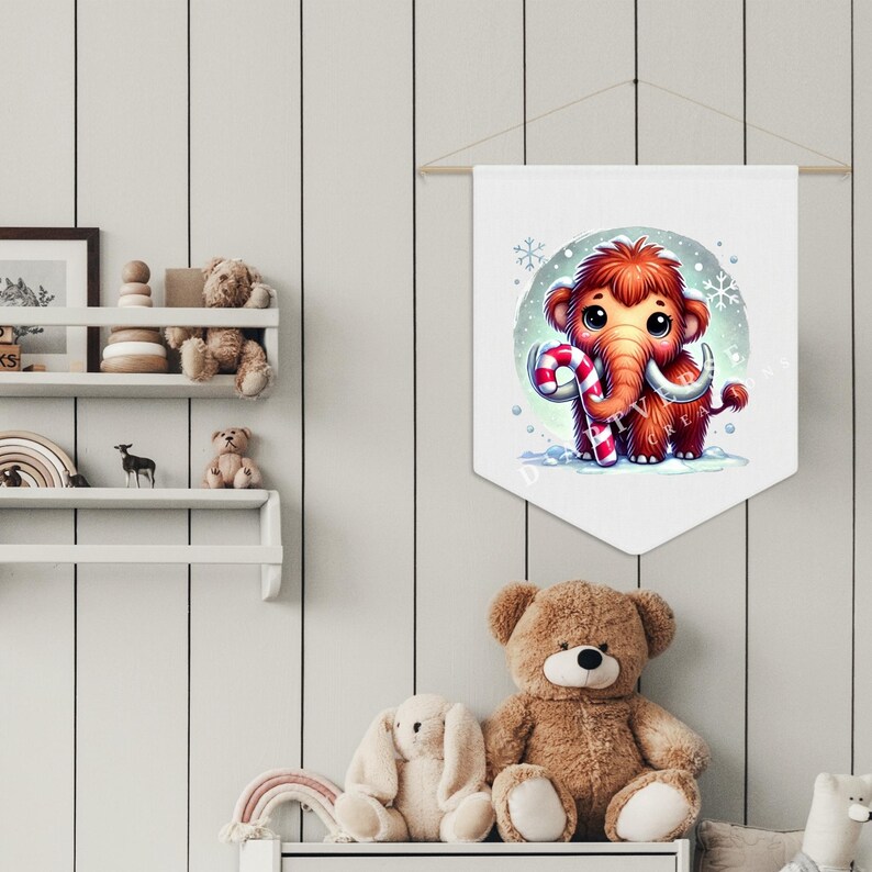Christmas Mammoth Clipart Bundle Cute Winter Animal PNG Watercolor ...