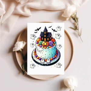 Watercolor Halloween Cake Clipart Spooky Cute Ghosts PNG Halloween ...