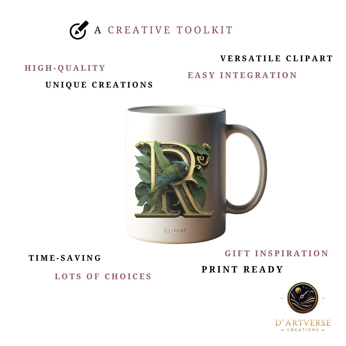 Magical Alphabet Clipart Fantasy Creatures Letters Digital Download ...