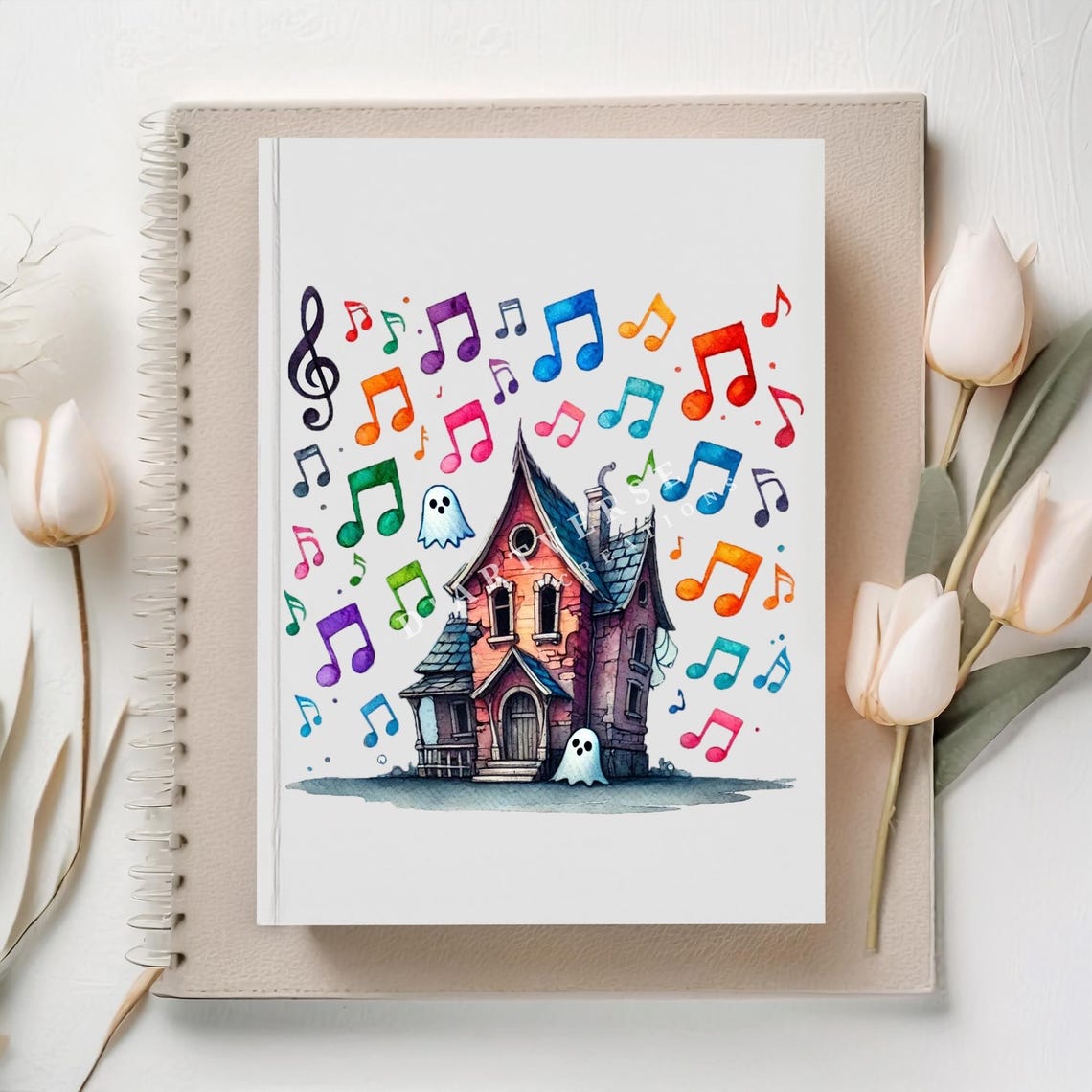 Watercolor Halloween Clipart Bundle Haunted House Musical Ghost PNG ...