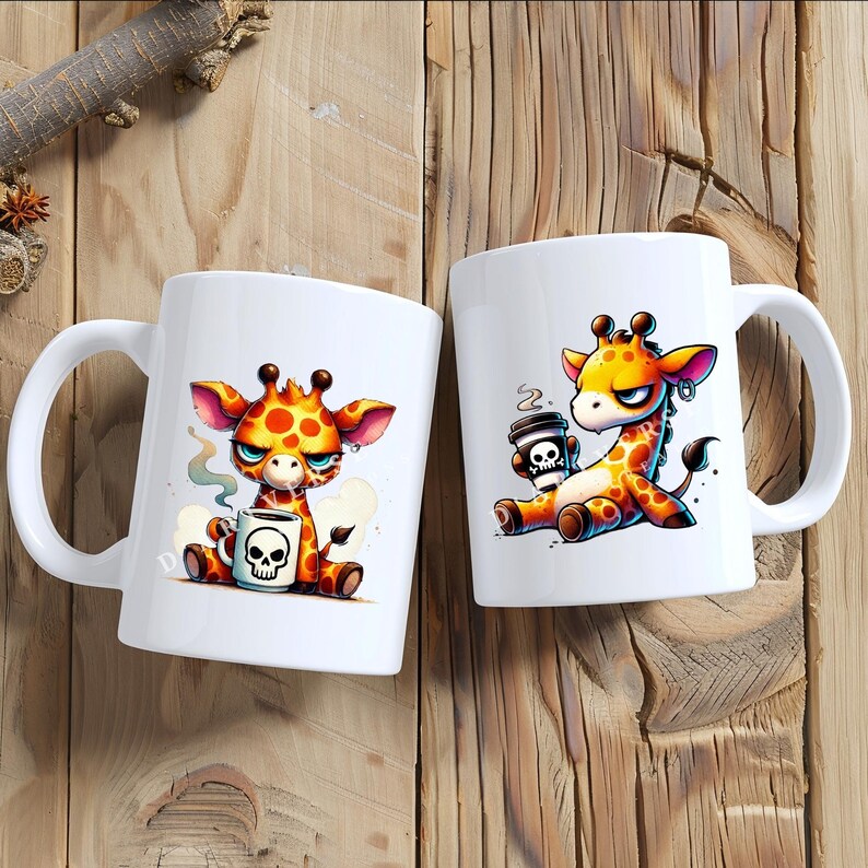 Funny Coffee Giraffe Clipart Bundle Cute Animal Digital Download ...