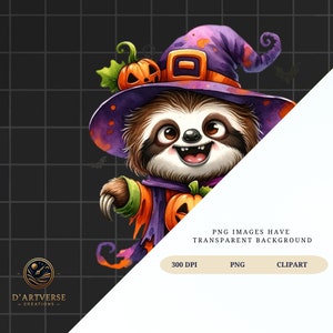 Cute Zombie Sloths Clipart Halloween Watercolor Sloth PNG Bundle ...