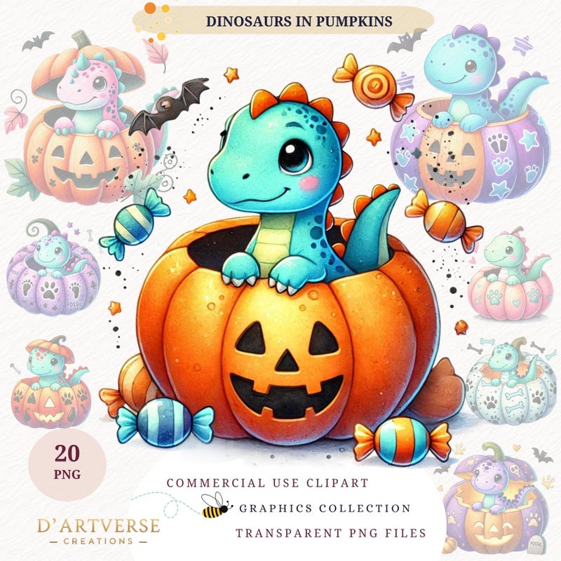 Dinosaur Pumpkin Template - Etsy
