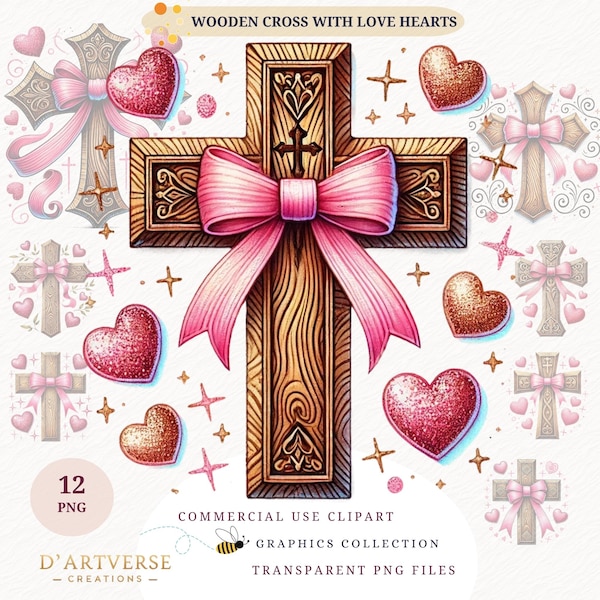 Heart and Cross Clipart - Etsy