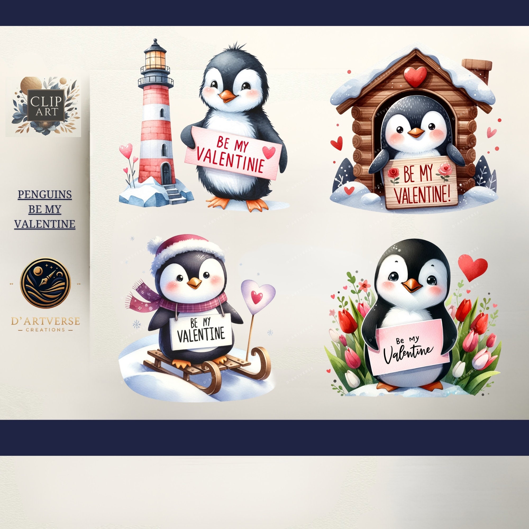 Cute Valentine Clipart Cute Penguins Love Scrapbook Valentine Day Cute ...