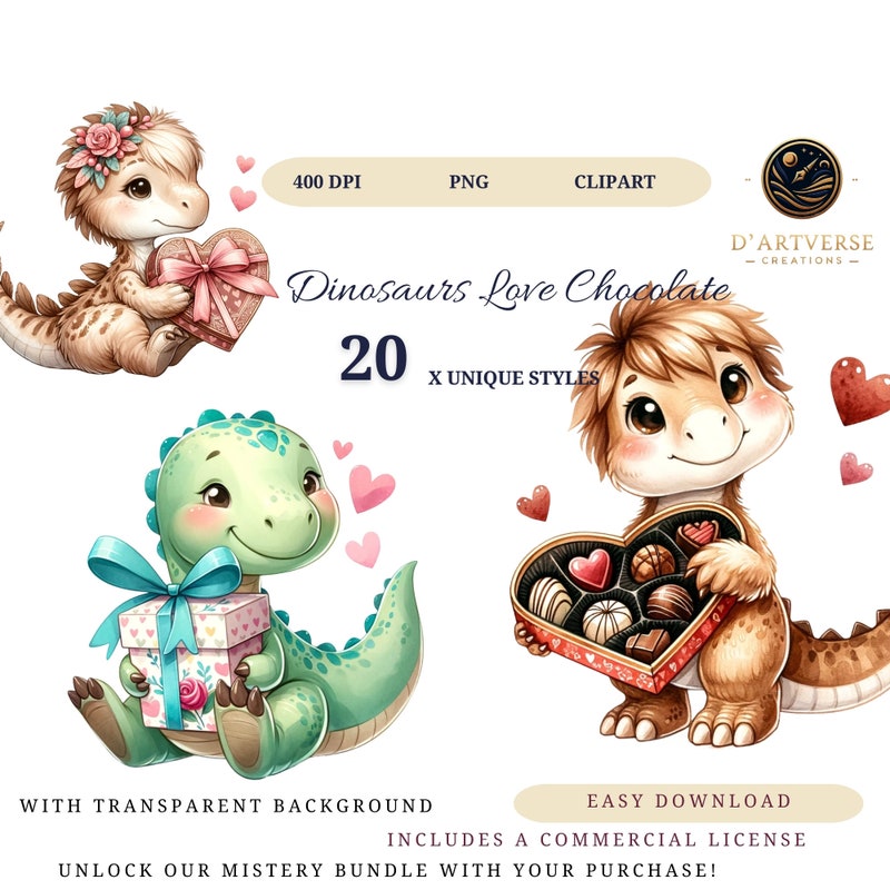 Dinosaur Valentine Clipart - Etsy