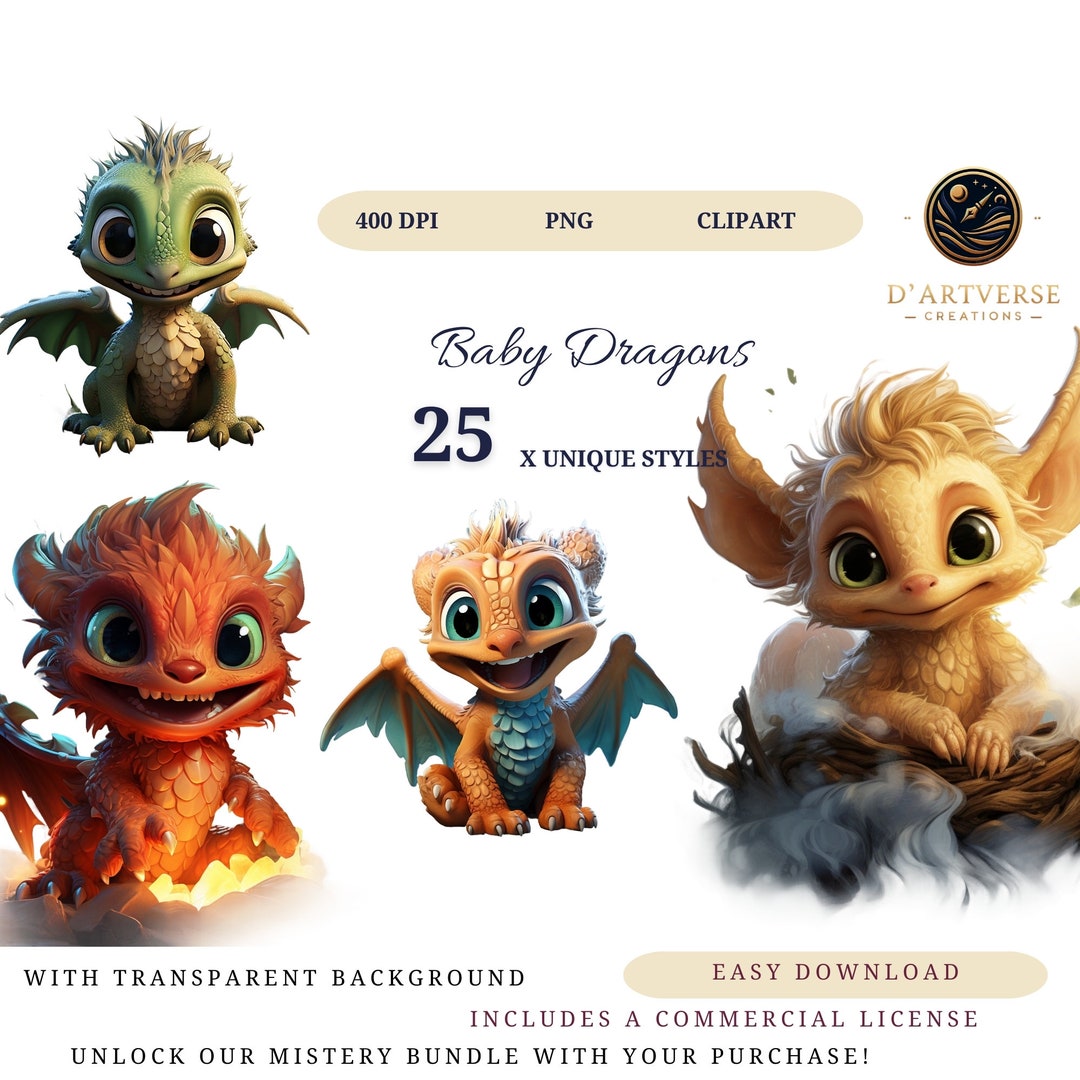 Baby Dragon Clipart Cute Dragon Fantasy Clipart Baby Animal Png ...