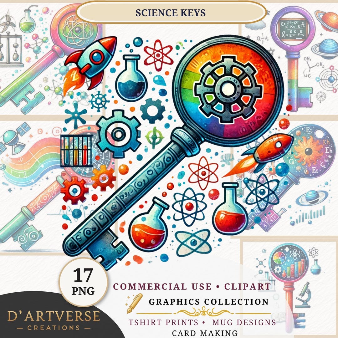 Science Clipart Bundle Colorful Laboratory Icons Rocket PNG Science ...