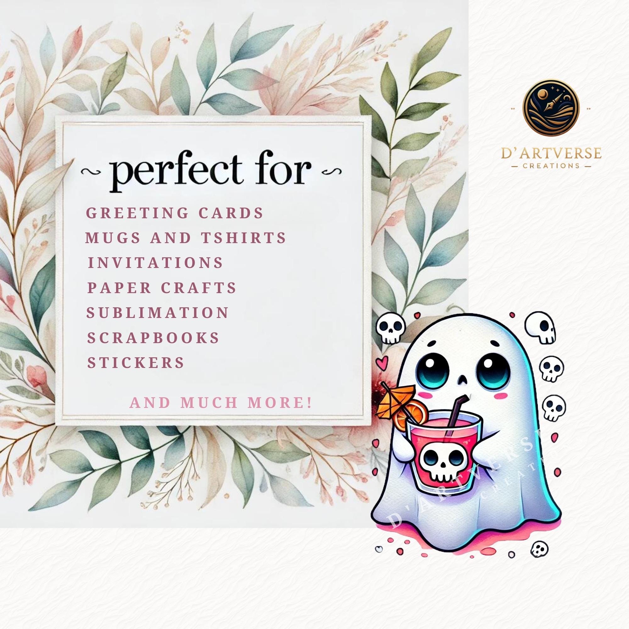 Watercolor Ghost Clipart Halloween Cocktail PNG Ghost Drink Clipart ...