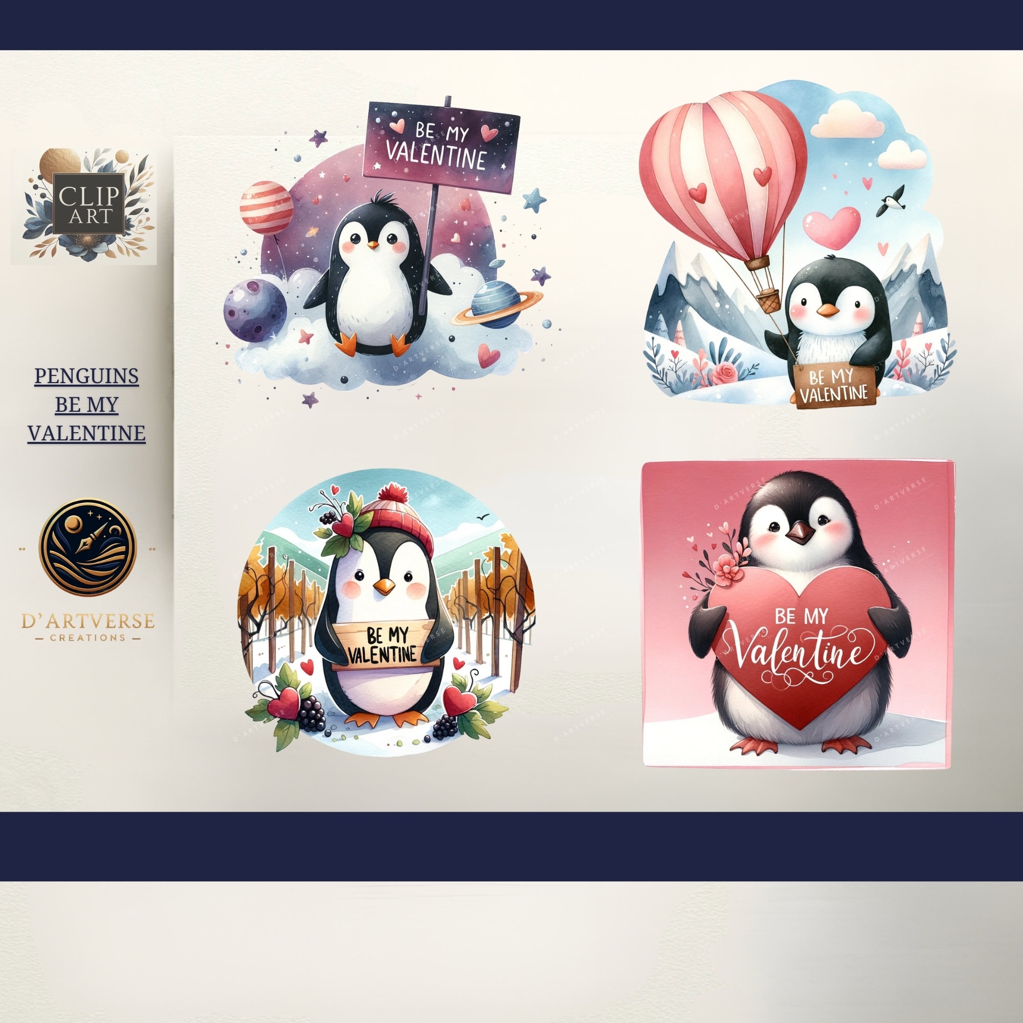 Cute Valentine Clipart Cute Penguins Love Scrapbook Valentine Day Cute ...