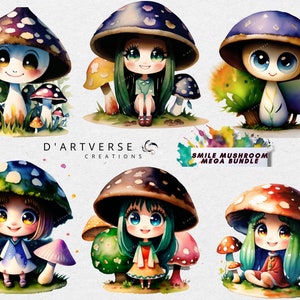 Mushroom Watercolor Clipart Mega Bundle Cute Mushroom Magical Clipart ...