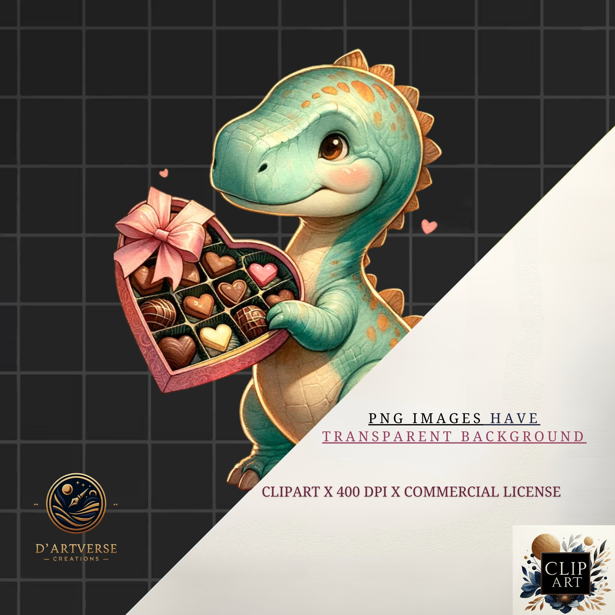 Cute Dinosaur Valentine Clipart Bundle Watercolor Love Dinosaur ...