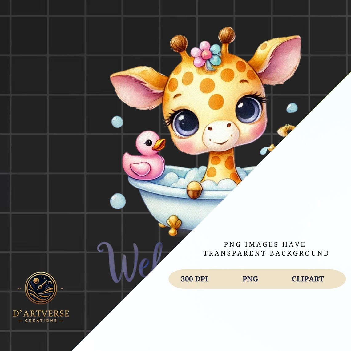Watercolor Baby Giraffe Clipart Bundle Cute Safari Animal PNG Nursery ...