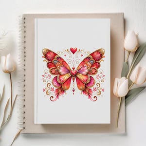 Valentine Heart Butterfly Clipart Watercolor Romantic Graphic ...