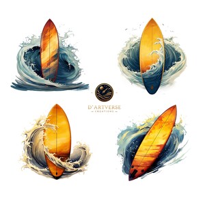 Surf Clipart Summer Beach Clipart Watercolor Summer Png Surfing Decor ...