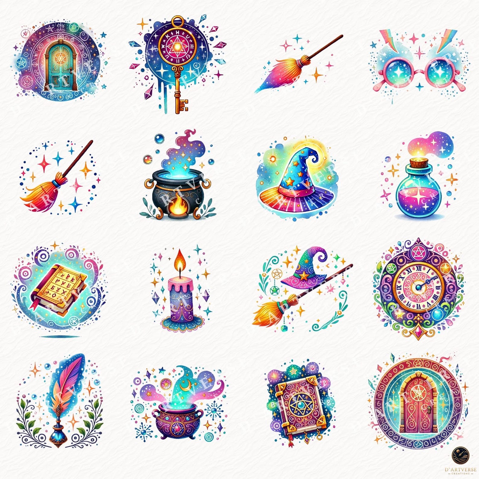 Magical Wizard Clipart Magic School Bundle Fantasy Witchcraft Magic ...