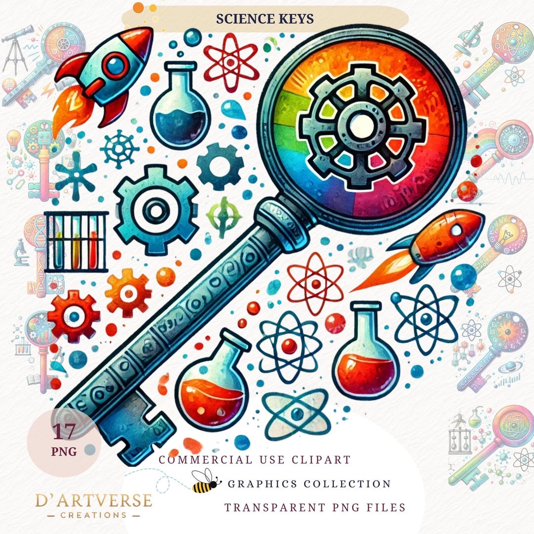 Science Clipart Bundle Colorful Laboratory Icons Rocket PNG Science ...