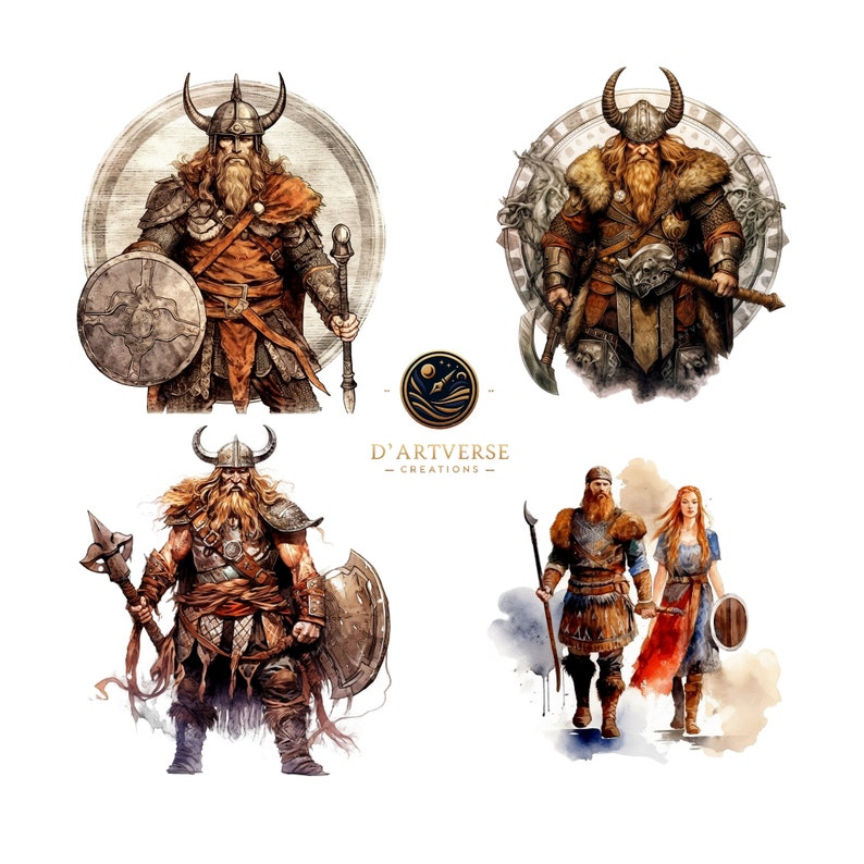 Watercolor Viking Clipart Nordic Pagan Norse Mythology Thor Hammer ...