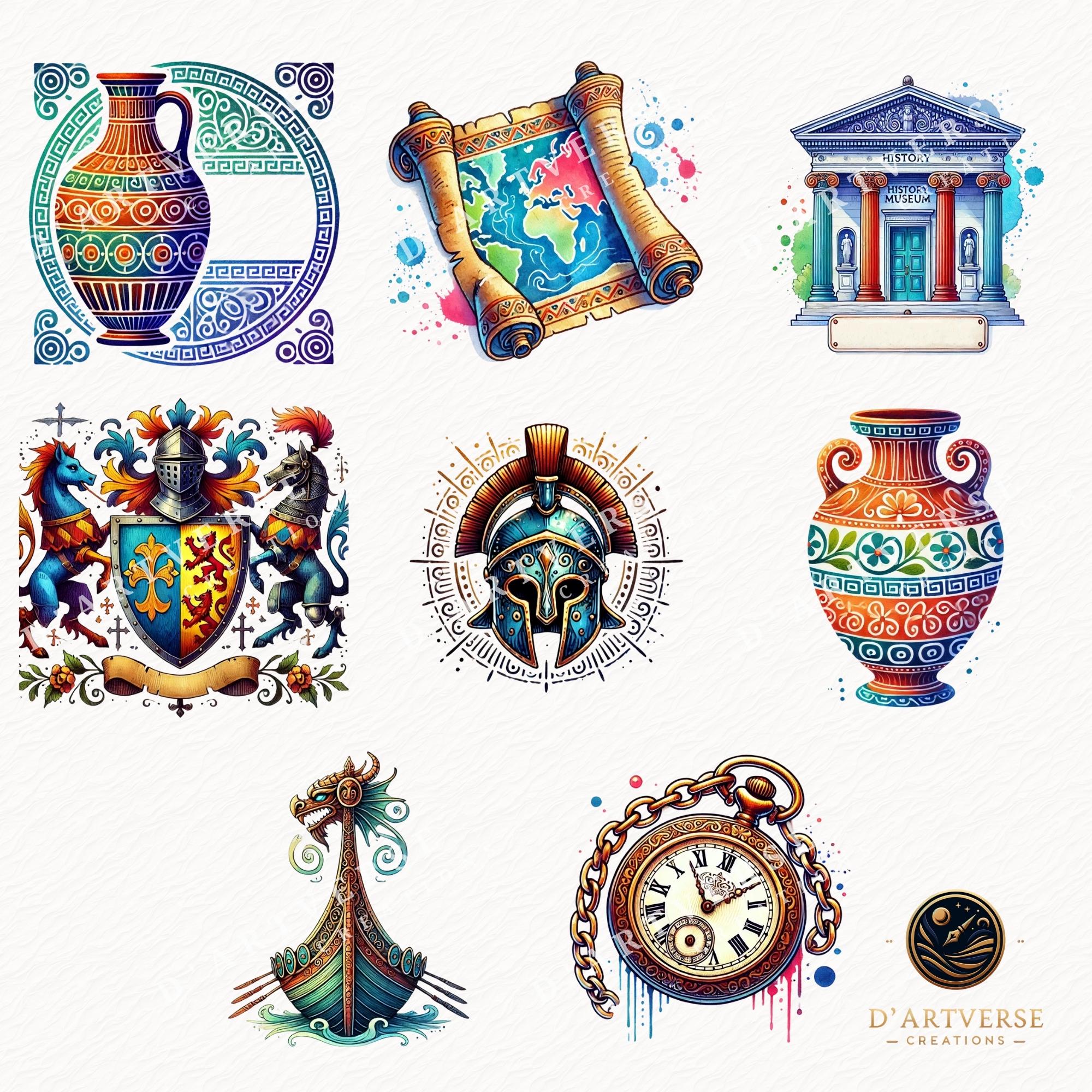 Medieval Clipart Bundle Watercolor Castle PNG Ancient Artifacts ...