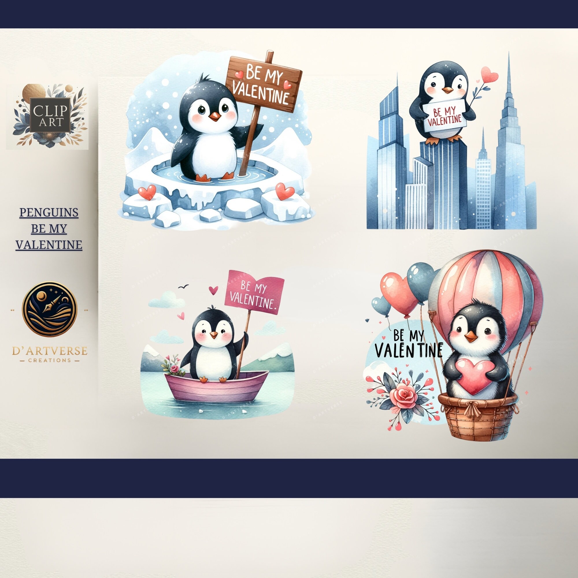 Cute Valentine Clipart Cute Penguins Love Scrapbook Valentine Day Cute ...