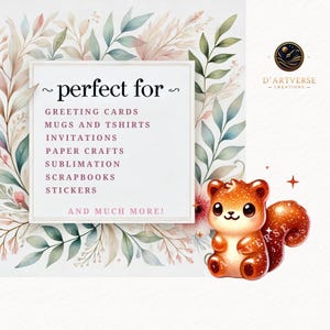Watercolor Animal Gummies Clipart Bundle Cute Candy Graphics Gummy Bear ...