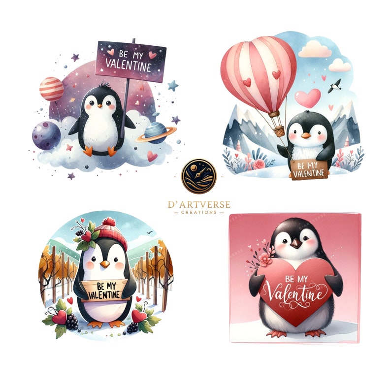 Cute Valentine Clipart Cute Penguins Love Scrapbook Valentine Day Cute ...