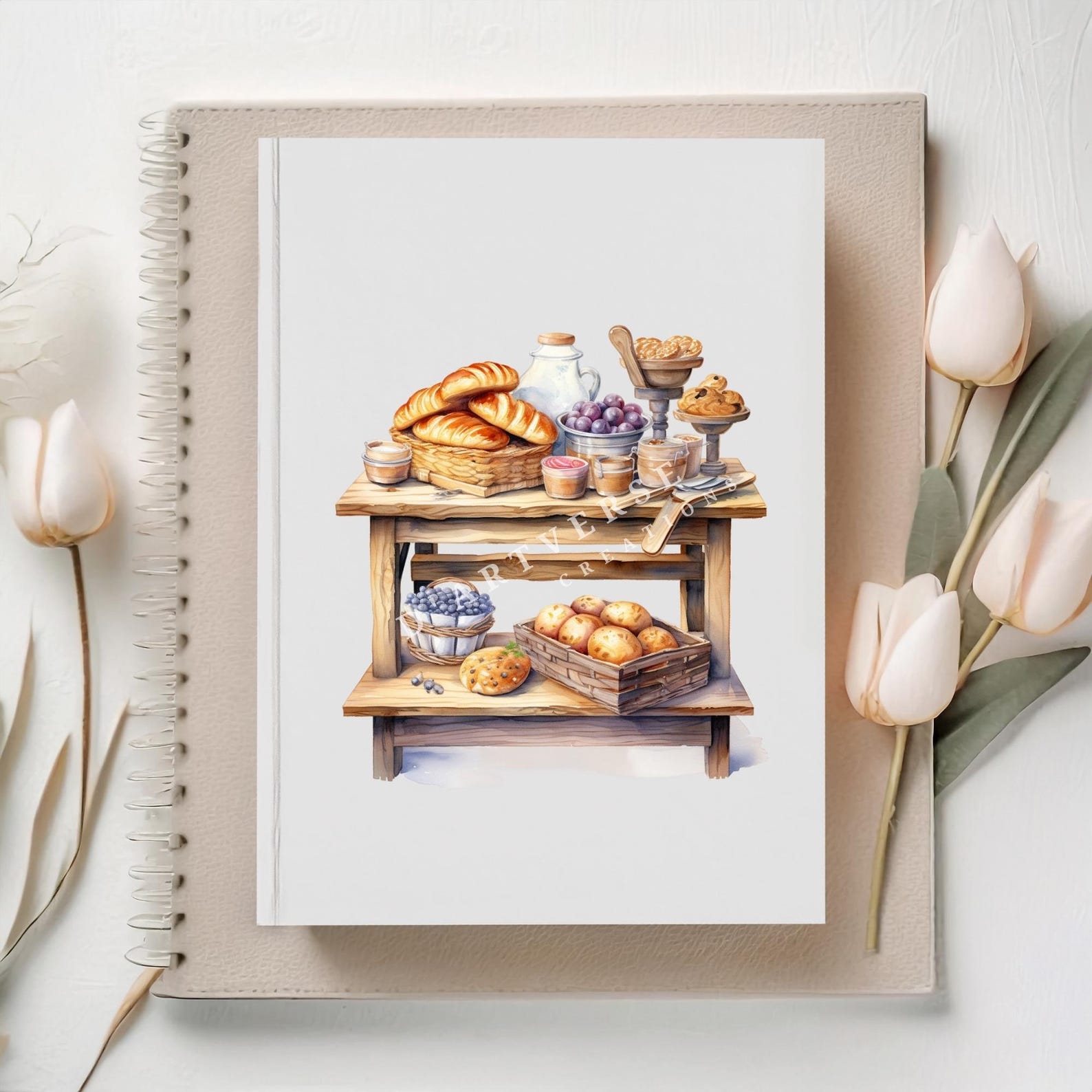 Watercolor Bakery Clipart Bread Croissant French Baguette Png Breakfast ...