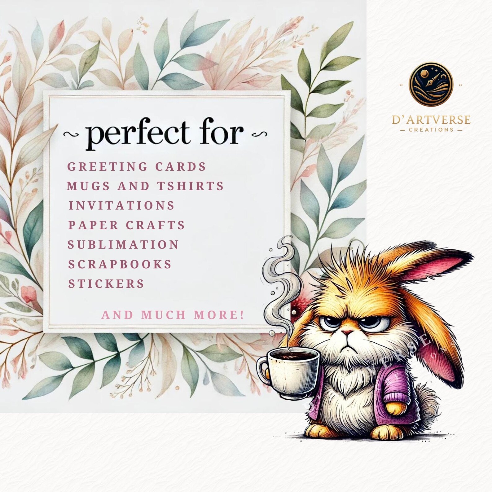 Grumpy Animal Coffee Clipart Bundle Watercolor Funny Animal PNG Coffee ...