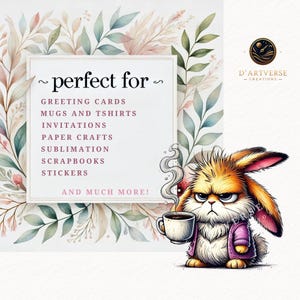 Grumpy Animal Coffee Clipart Bundle Watercolor Funny Animal PNG Coffee ...