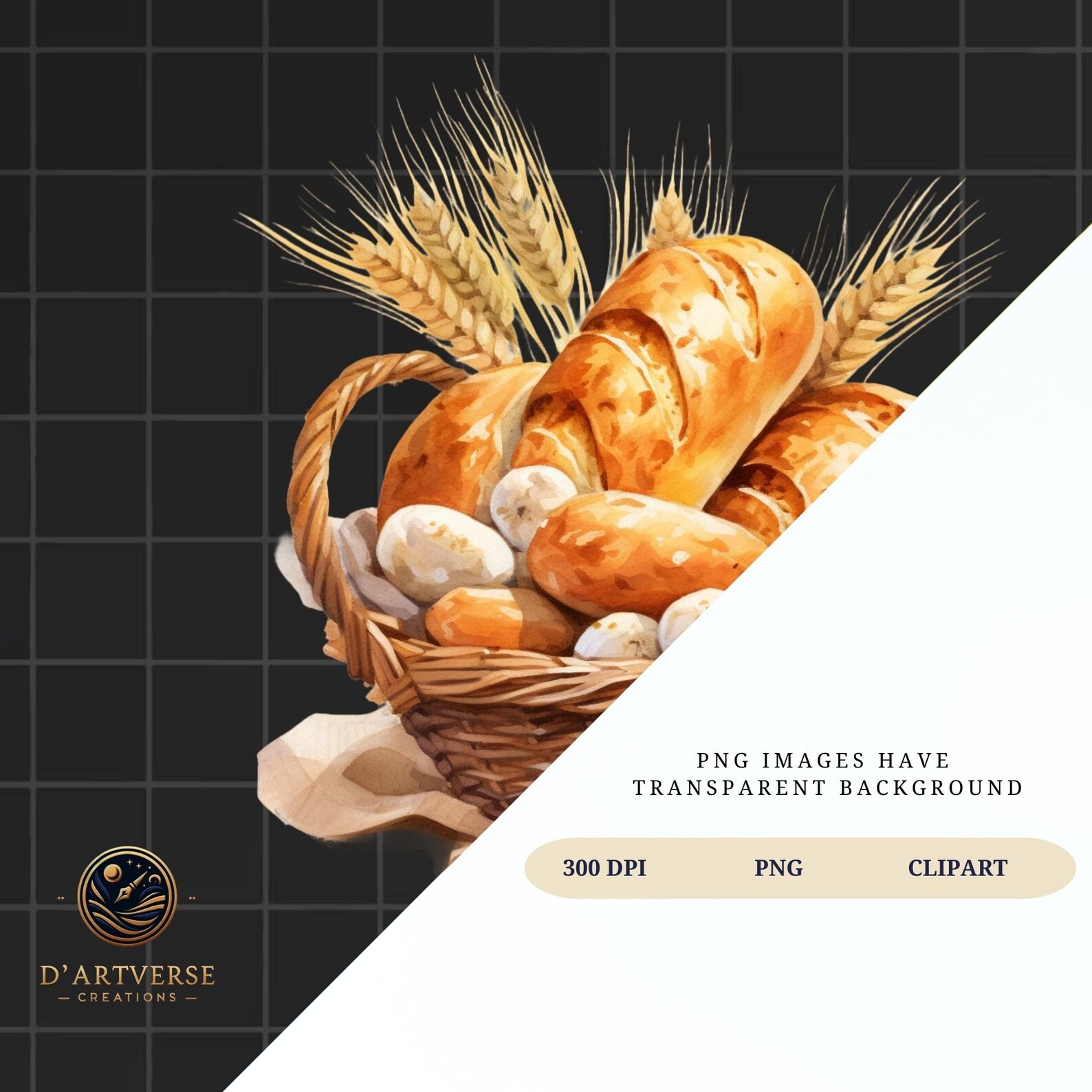 Watercolor Bakery Clipart Bread Croissant French Baguette Png Breakfast ...