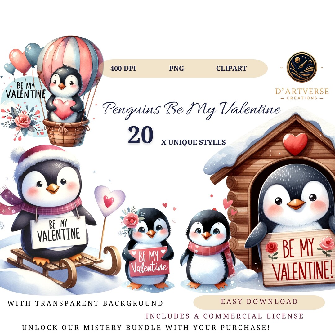 Cute Valentine Clipart Cute Penguins Love Scrapbook Valentine Day Cute ...