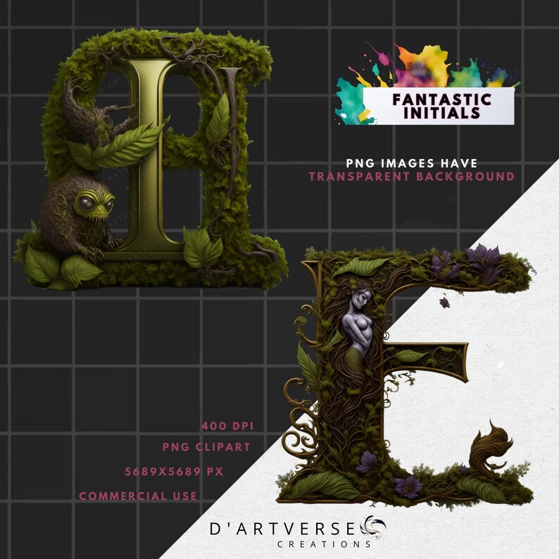 Magical Alphabet Clipart Fantasy Creatures Letters Digital Download ...