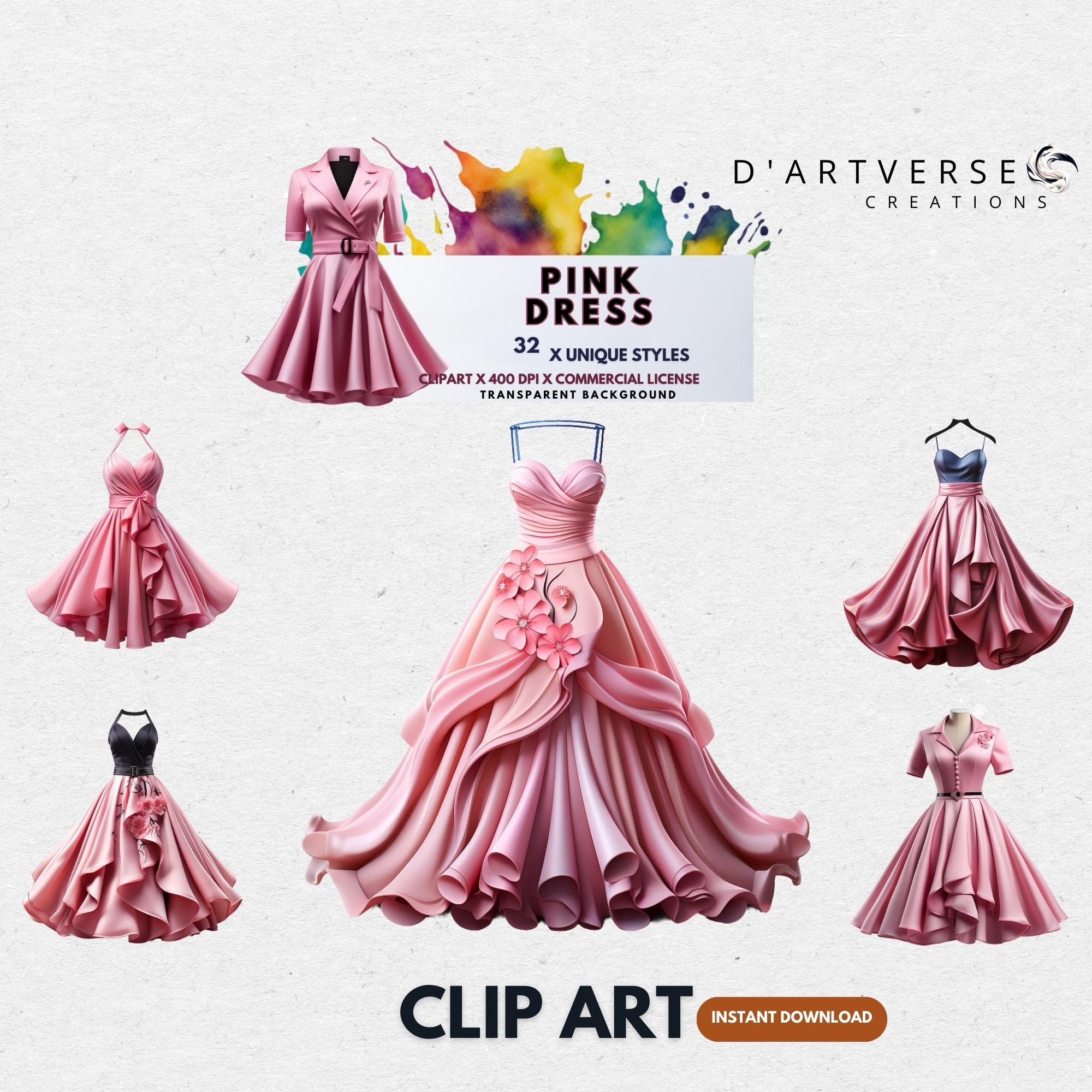 Pink Princess Dress Clipart