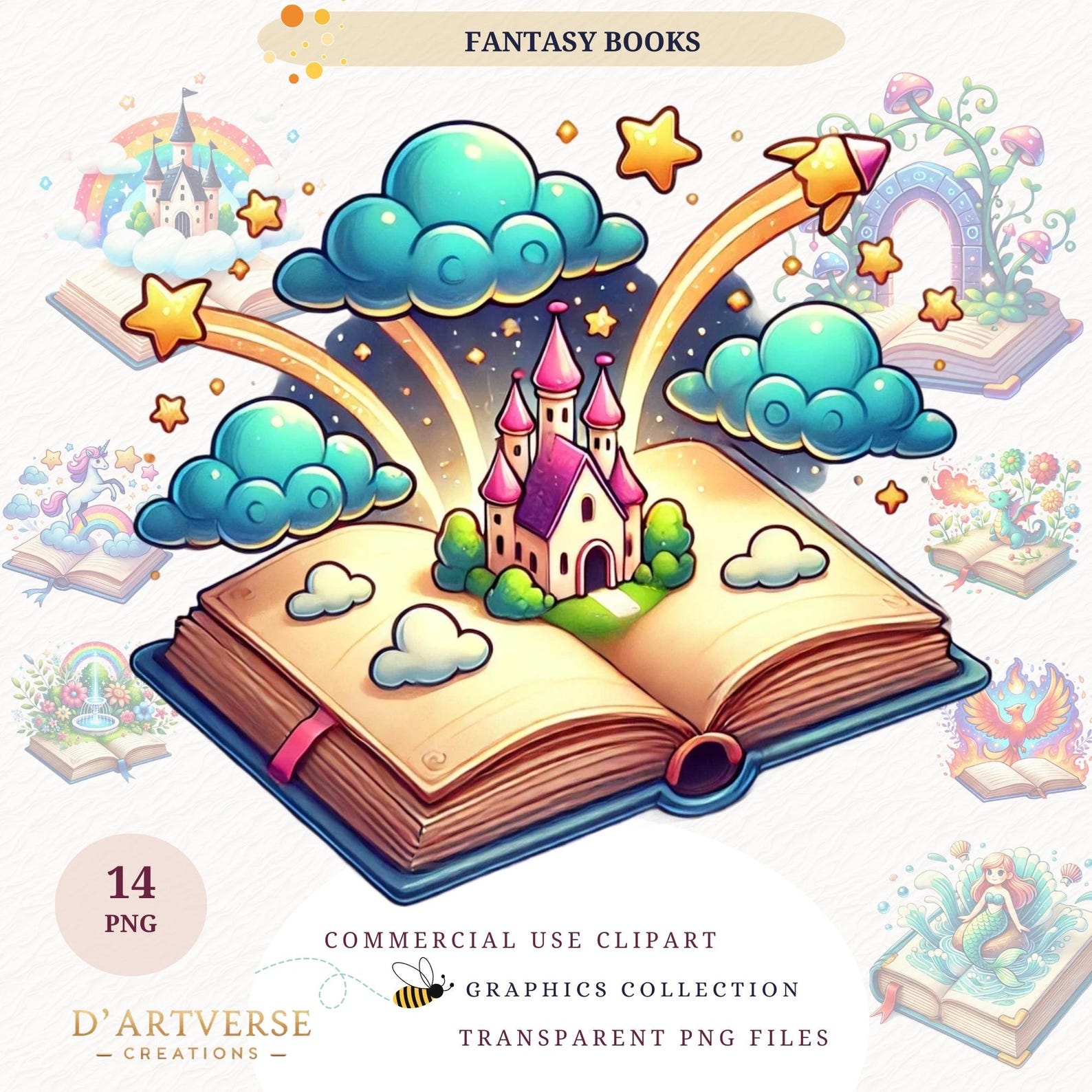 Fantasy Book Clipart Bundle Magic Storybook Graphics Fairy Tale PNG ...
