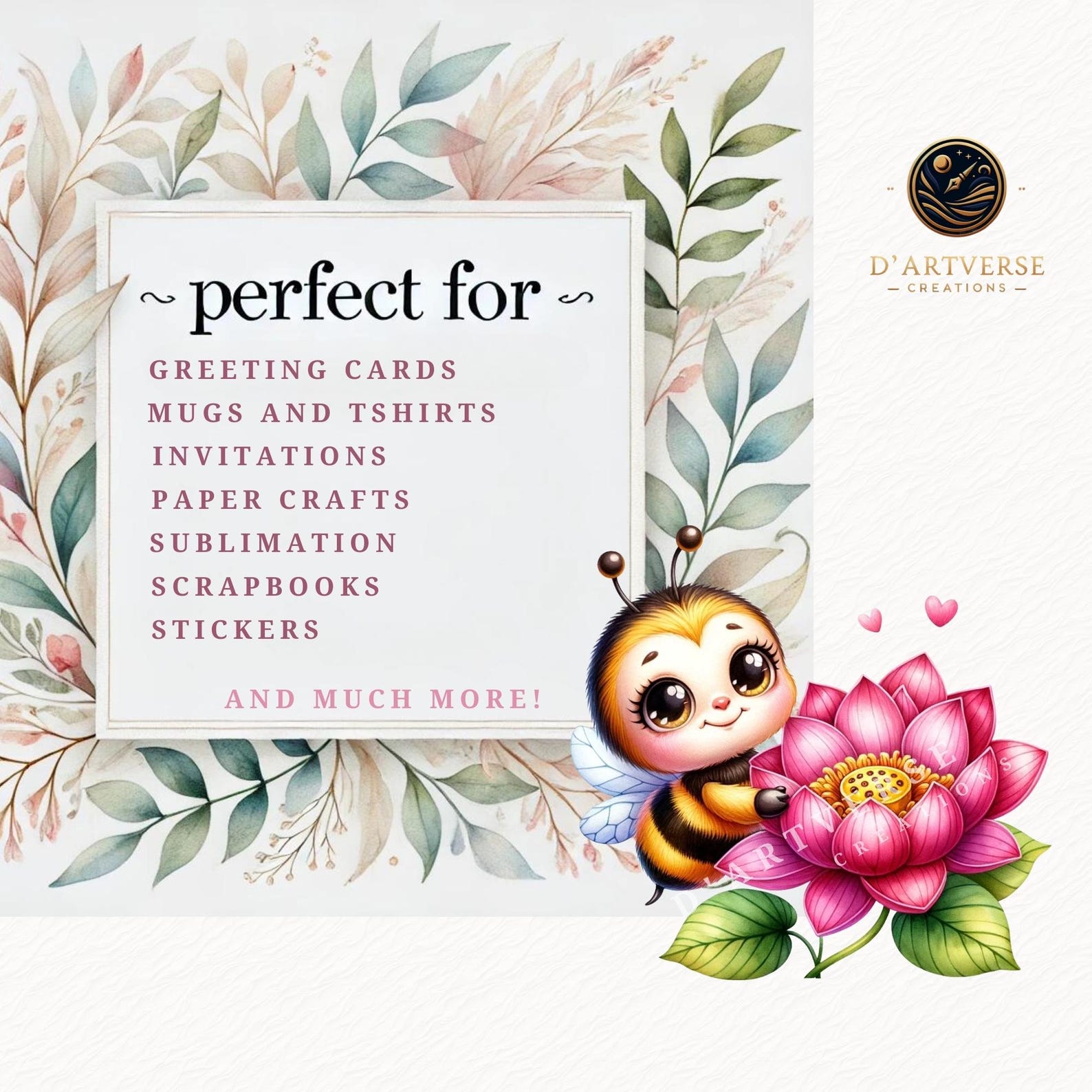 Watercolor Cute Bee Clipart Bundle Floral PNG Nursery Decor Digital ...