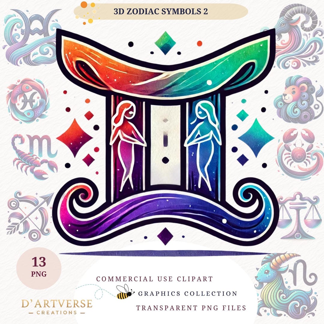 Zodiac Signs Clipart Set Astrology Graphics Horoscope Signs Fantasy Art ...