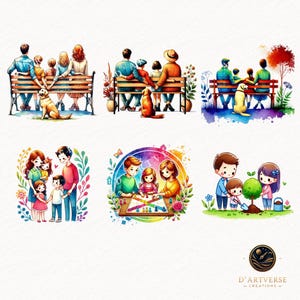 Watercolor Family Moments Clipart PNG Family Illustration Heartwarming ...