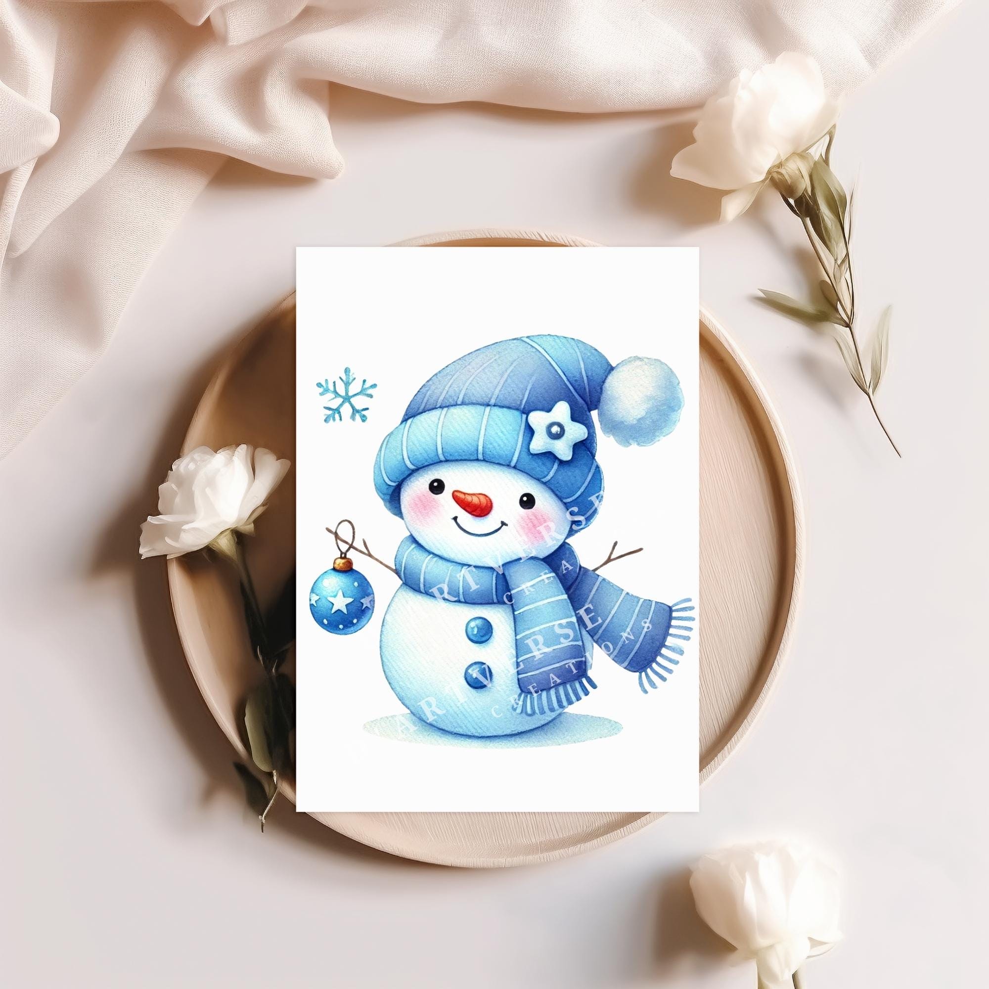 Blue Snowman Clipart Bundle Winter Christmas Graphics Printable ...