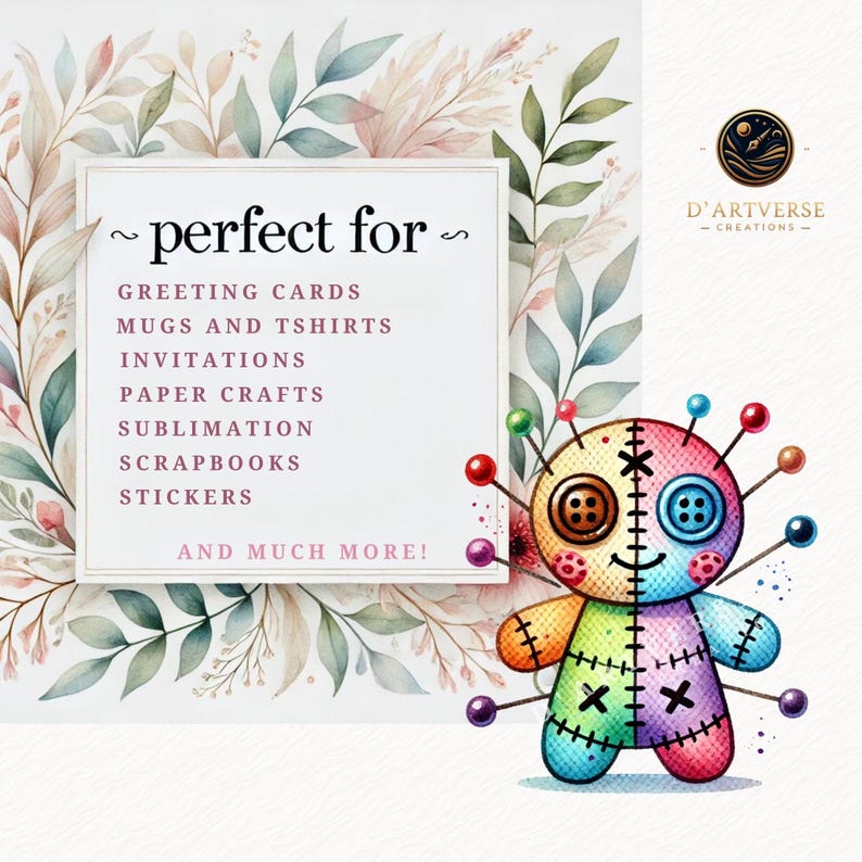 Watercolor Voodoo Doll Clipart Bundle Colorful Spooky Doll PNG ...