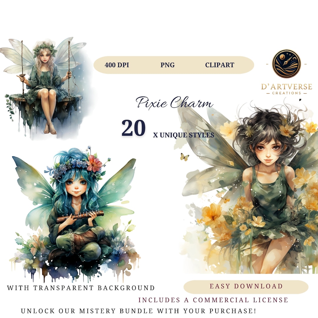 Fairy Watercolor Clipart Bundle Magical Enchanting Fairy Illustrations ...