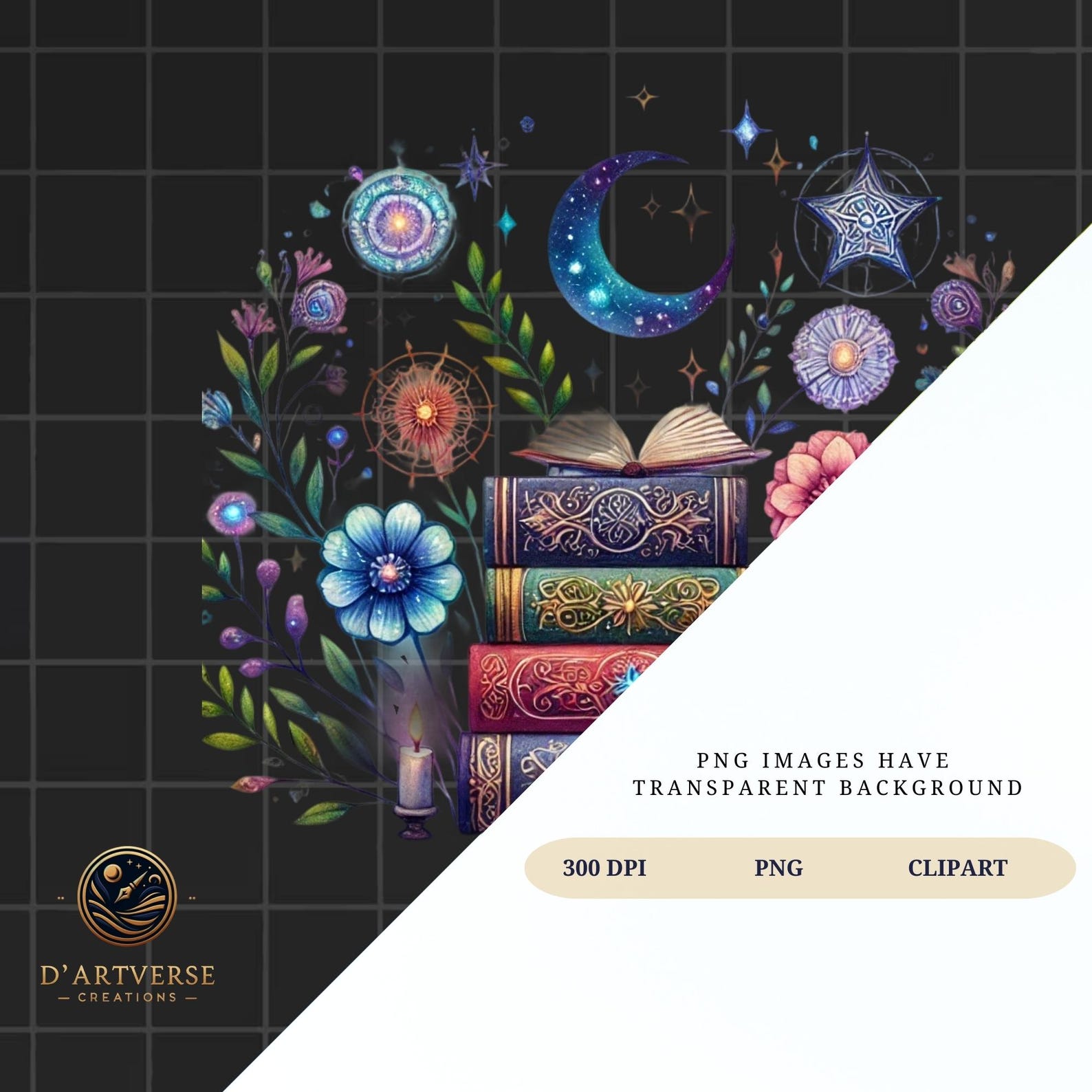 Fantasy Book Clipart Bundle Watercolor Magic Graphics Vintage Keys ...
