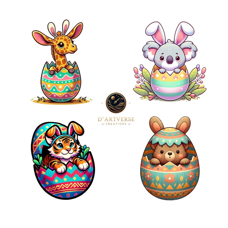 Easter Animals Clipart Bundle Watercolor Easter Egg Printable Baby ...