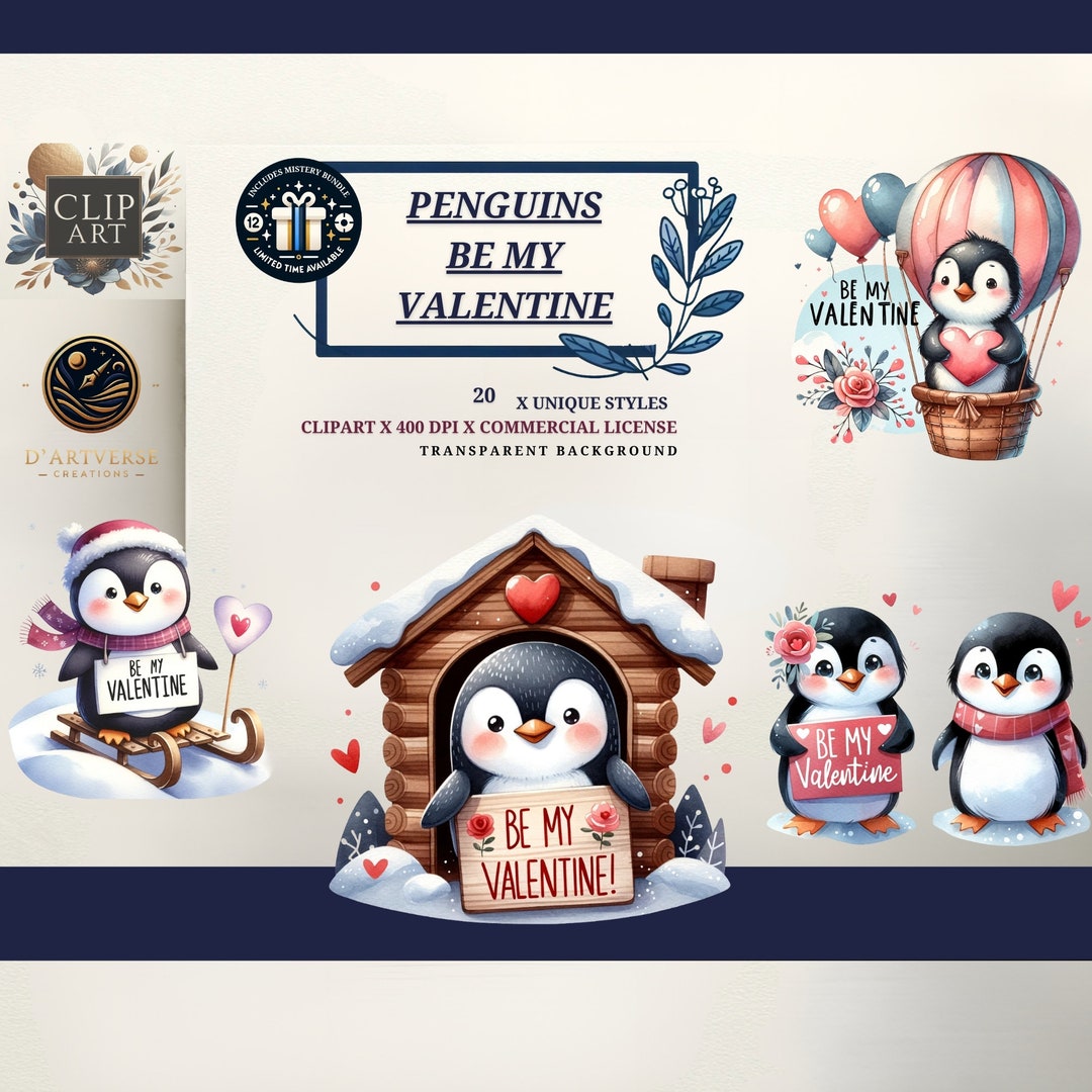 Cute Valentine Clipart Cute Penguins Love Scrapbook Valentine Day Cute ...