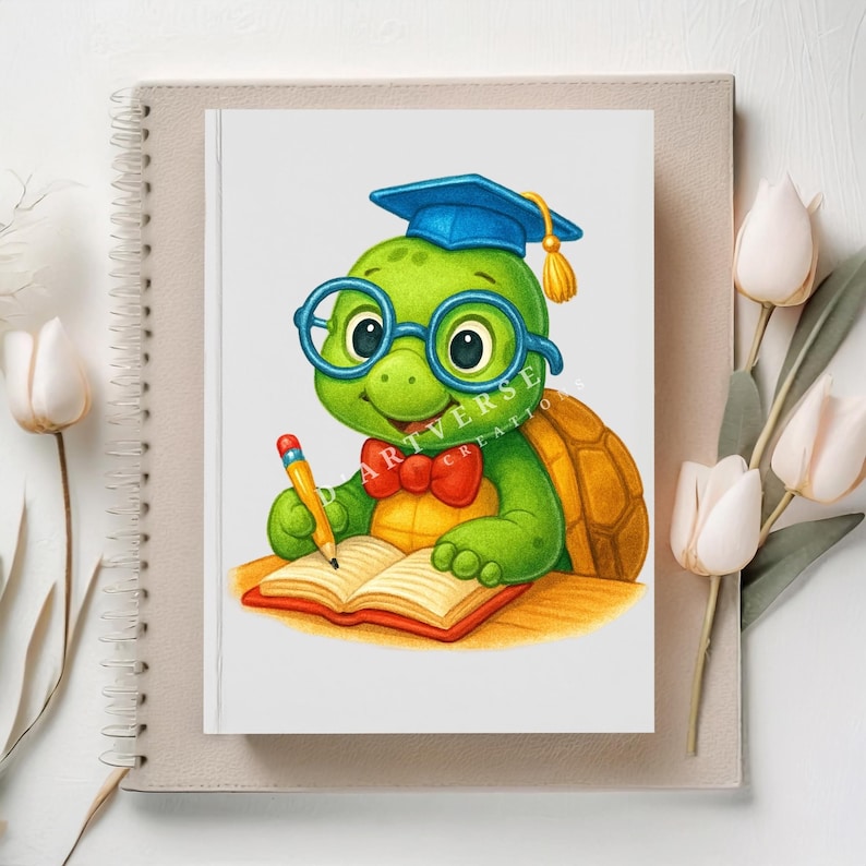 Baby Turtle Clipart School PNG Cute Sea Turtle Art Back to School ...