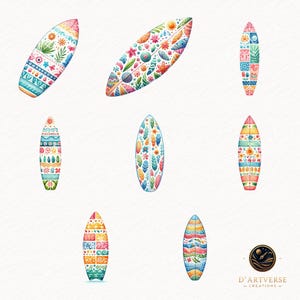Watercolor Surfboard Clipart Bundle Beach Surfing PNG Digital Download ...