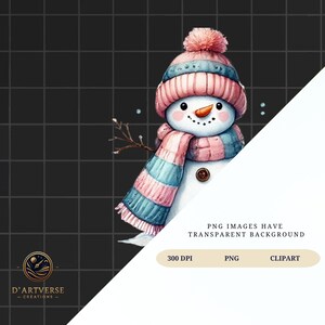 Cute Snowman Clipart Bundle Watercolor Christmas PNG Winter Stickers ...