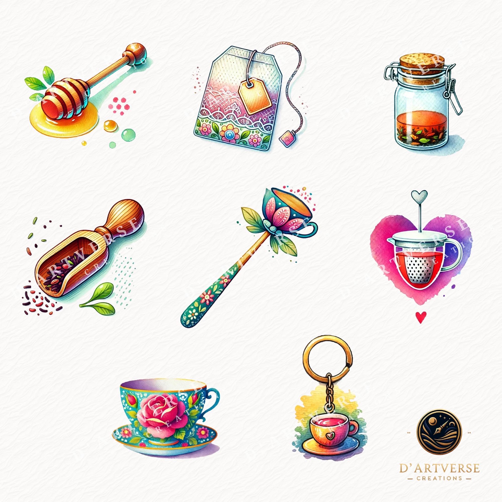 Floral Tea Clipart Bundle Watercolor Teacup and Vintage Teapot PNG Tea ...